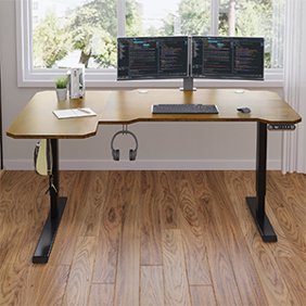 59-Inch Large Electric Height Adjustable Computer L-Shaped Desk with ...