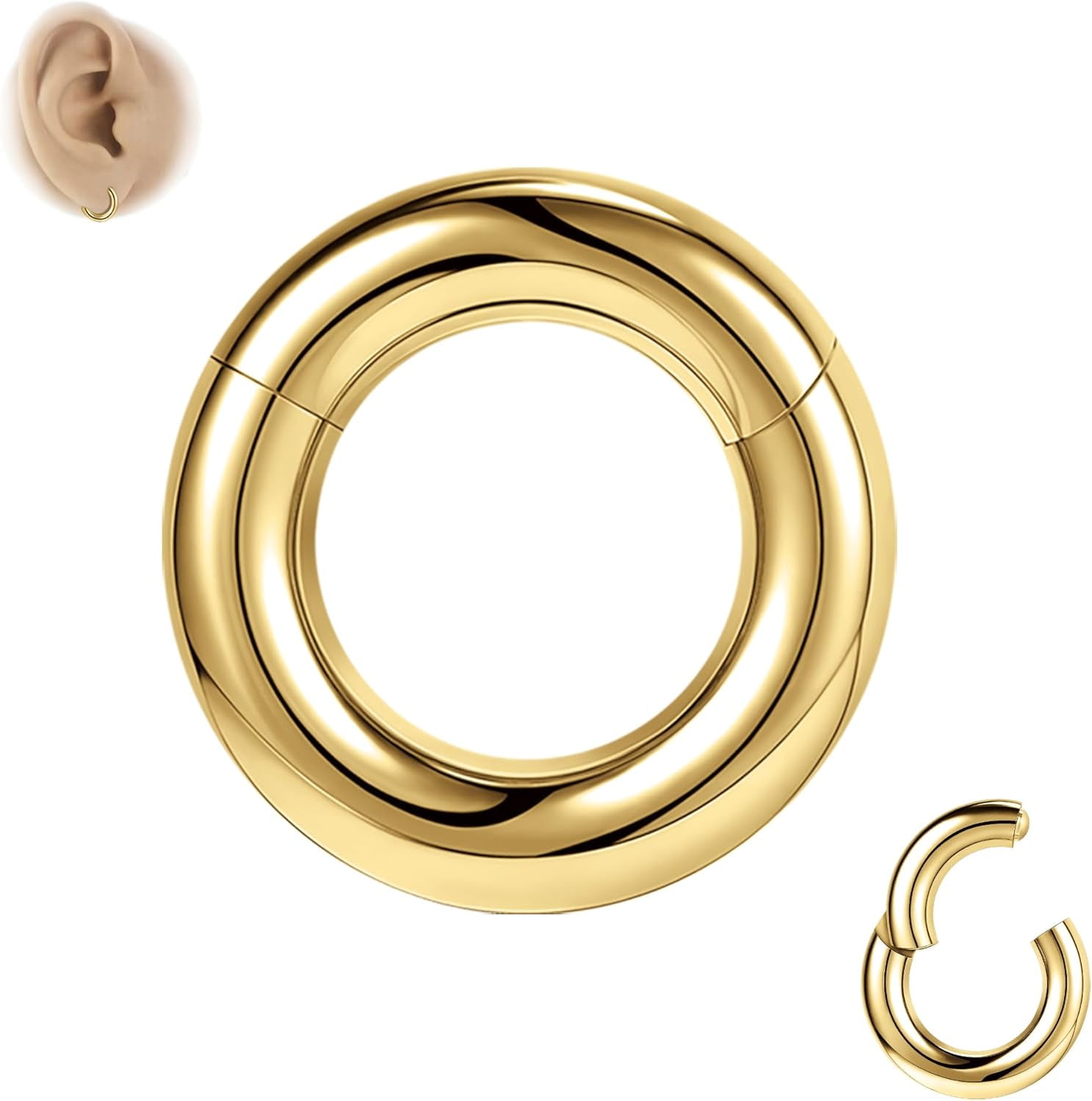 shiyou-G23 Titanium 6G 8G 10G 12G Septum Rings Heavy Gauges Hinged Nose ...