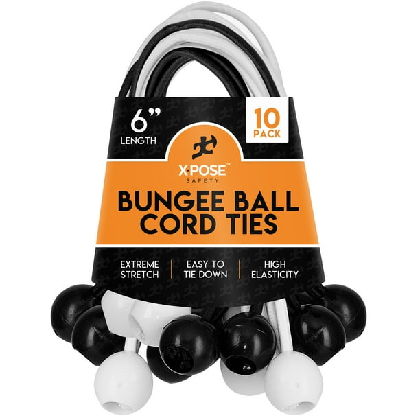 Xpose Safety Bungee Ball Cords 6" 10 Pack Heavy Duty Assorted Colors ...