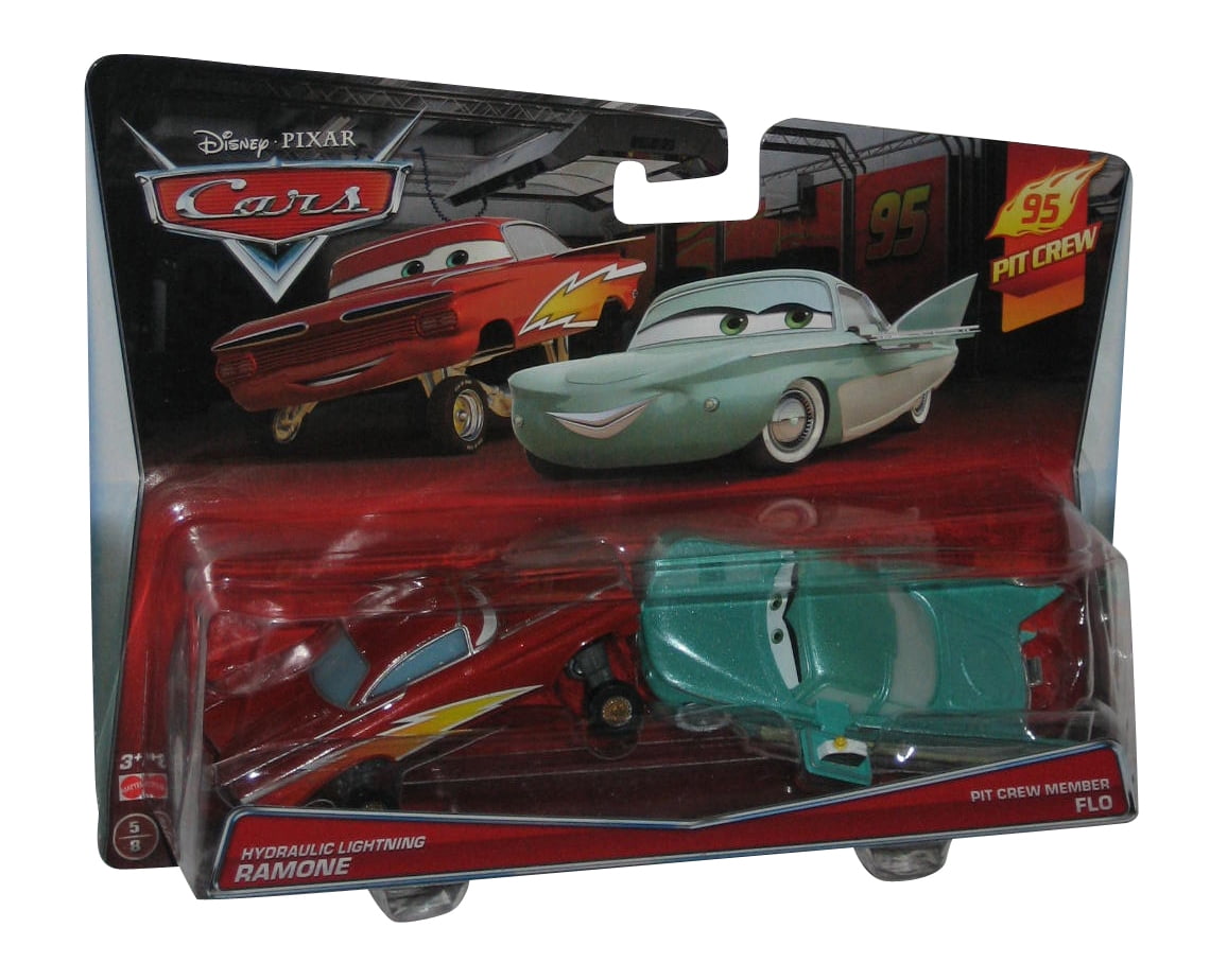 Disney Cars Movie 95 Pit Crew Hydraulic Lightning Ramone & Flo Toy Car ...