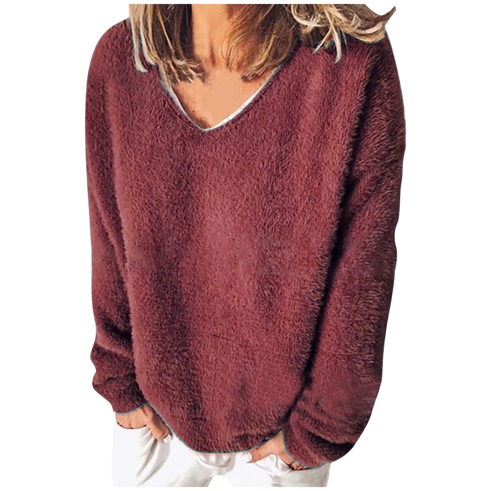 Click here for Faiwad Women Long Sleeve Fuzzy Top Fall Winter V N... prices