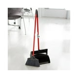 Libman Lobby Broom Dustpan Closed Lid, Red Steel Handle, Soft Bristles ...