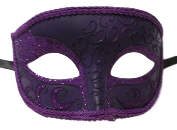Dark Purple Elegant Crescent Glitter Venetian Masquerade Mask - Walmart.com