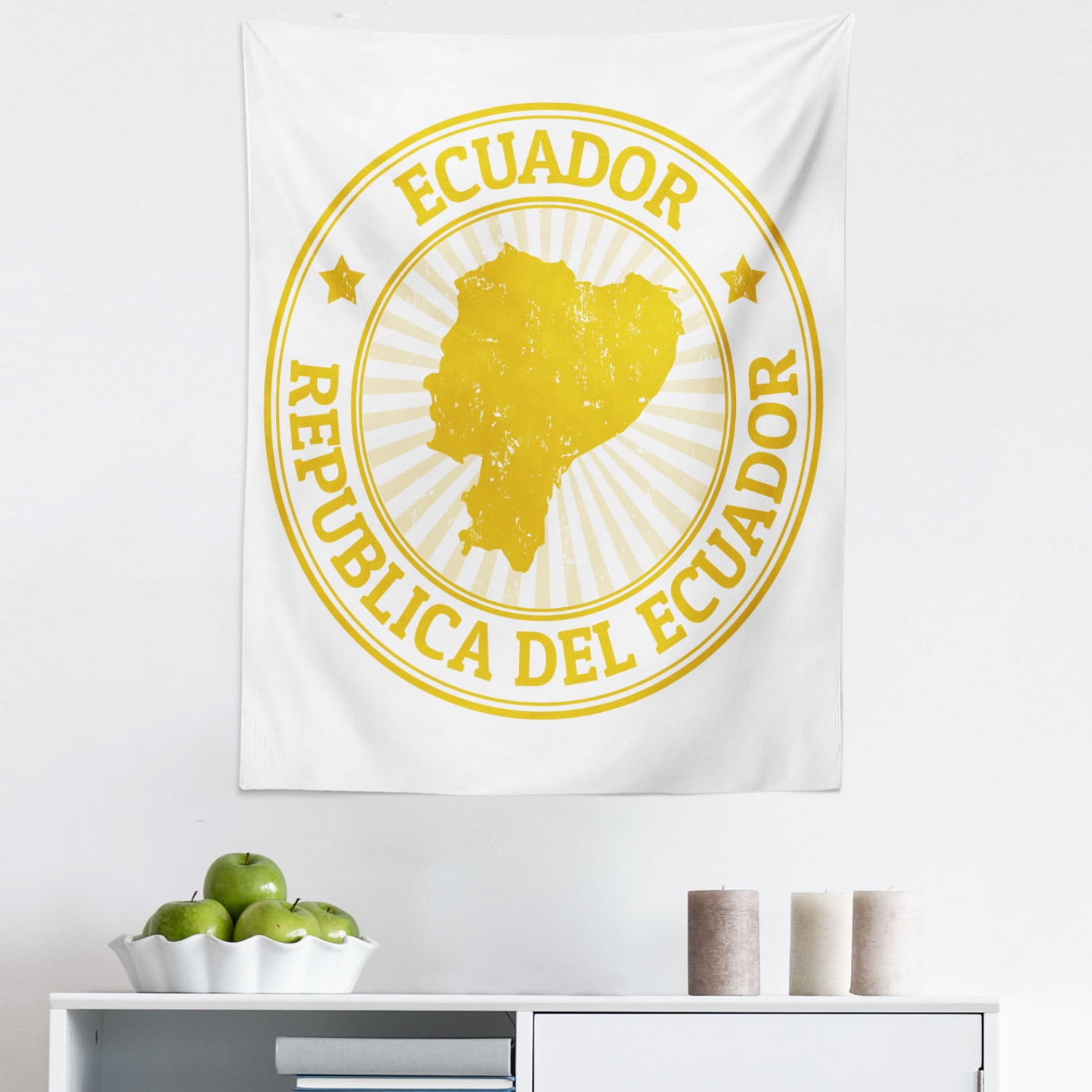 Ecuador Tapestry, Republica Del Ecuador Lettering Political Map Retro ...