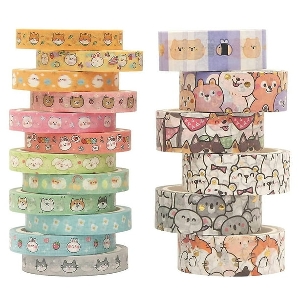 Kawaii Cute Cartoon Washi Tape Set -18 Rolls Thin Animal Gold ...