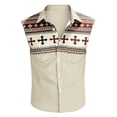 Casual Shirts for Mens Geometric Pattern Western Cowboy Sleeveless ...