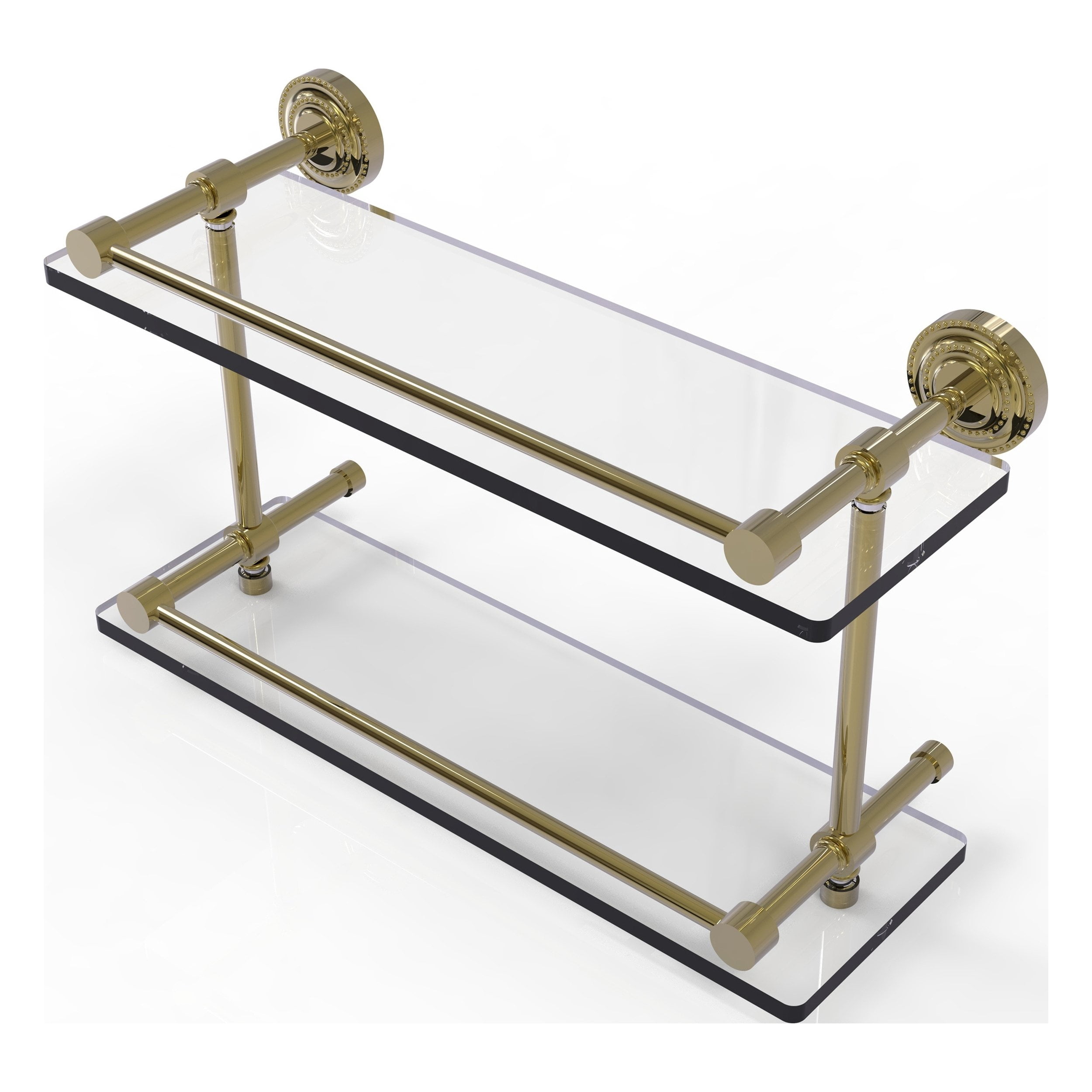 Dottingham 16 Inch Double Glass Shelf with Gallery Rail - Walmart.com