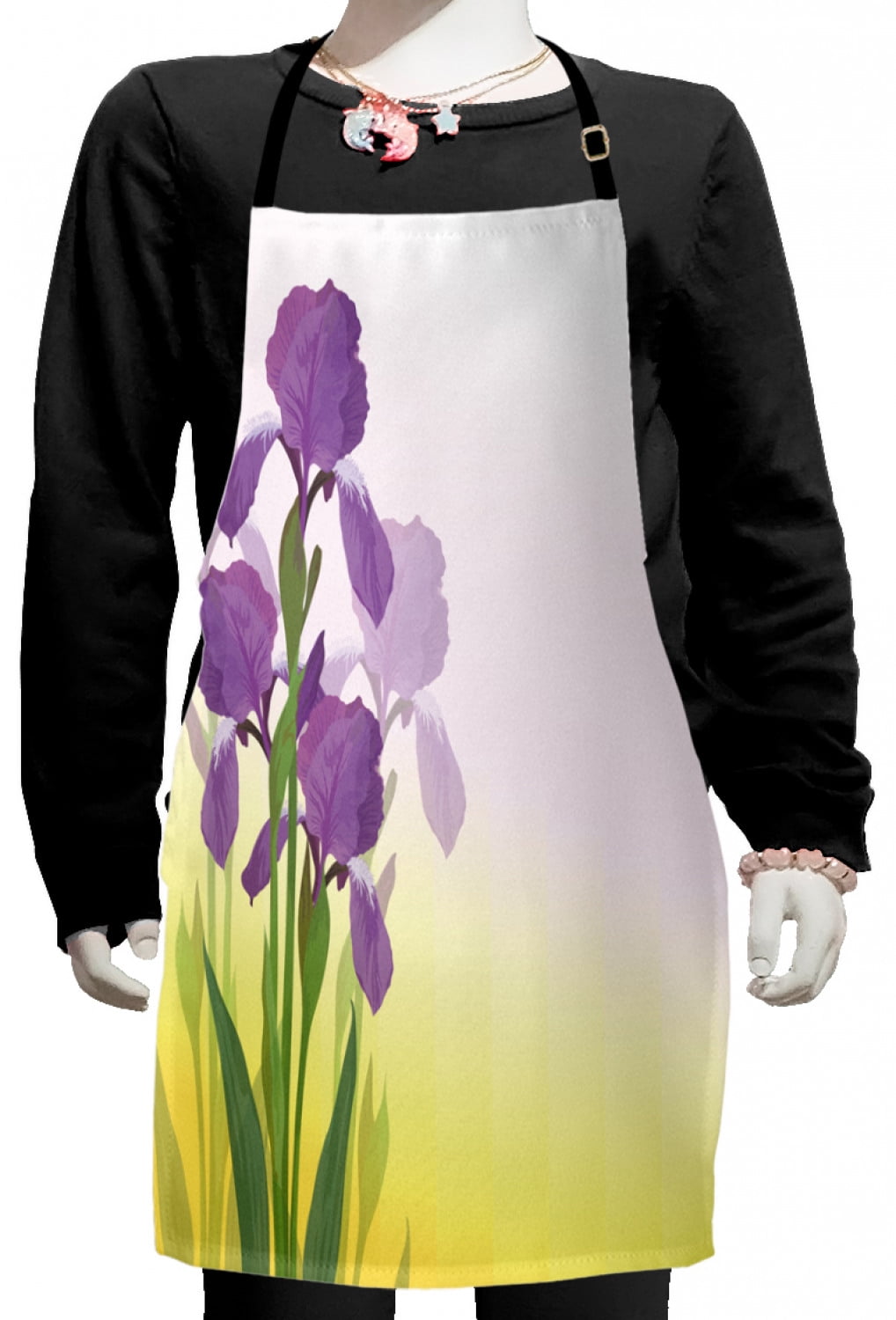 Garden Art Kids Apron, Flowers of Iris with Green Leaves Gardening ...