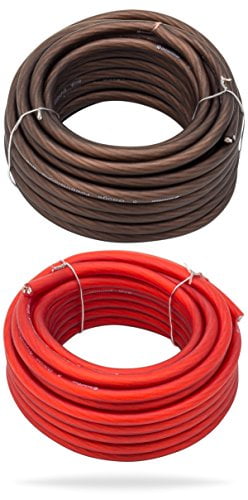 InstallGear 8 Gauge 25ft Black and 25ft Red Power/Ground Wire True Spec ...