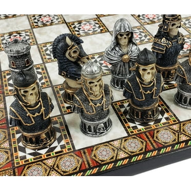 Medieval Times Skull Busts Gothic Fantasy Skeleton Chess Men Set - NO ...