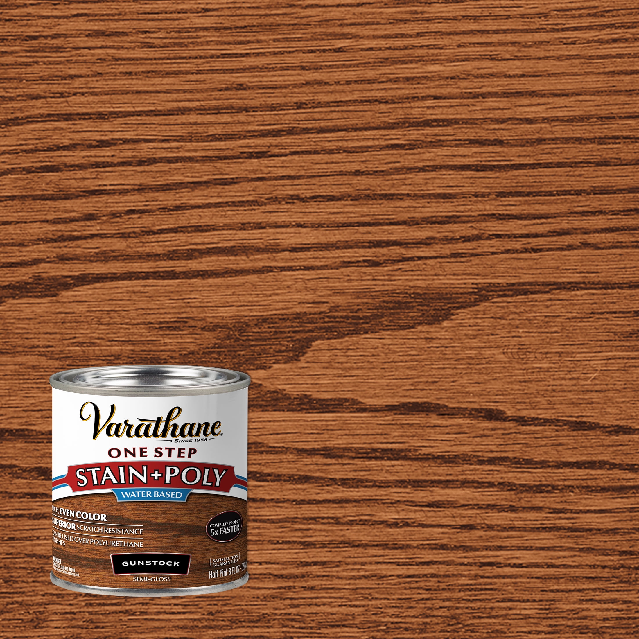 Gunstock, Varathane Stain + Polyurethane, Semi-Gloss -384365, Half Pint ...