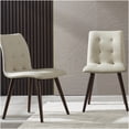 COSMOS Modern Dining Chairs Set of 2, Gray PU Leather and Solid Oak ...