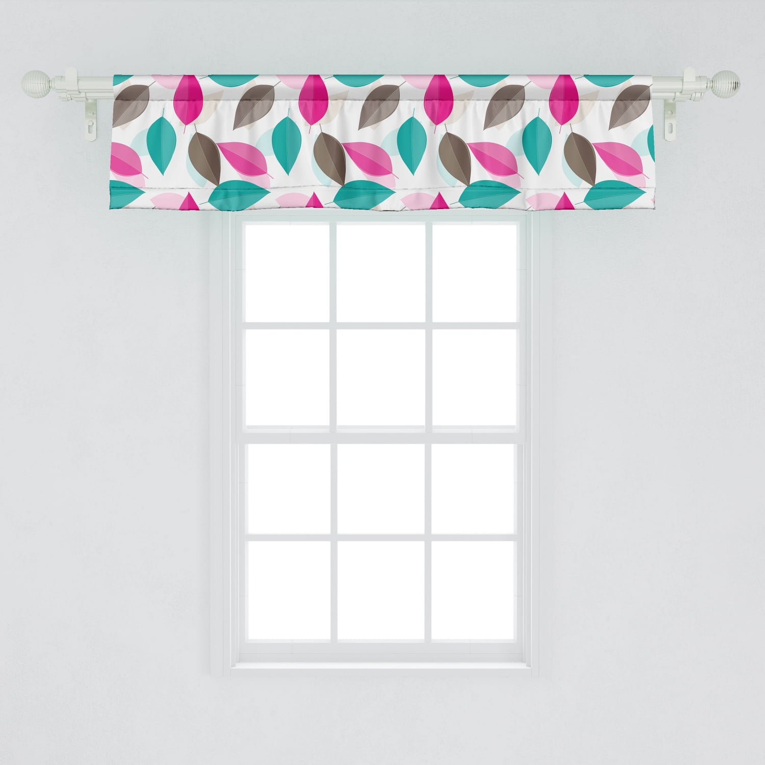 Ambesonne Leaves Window Valance Simplistic Foliage Design With
