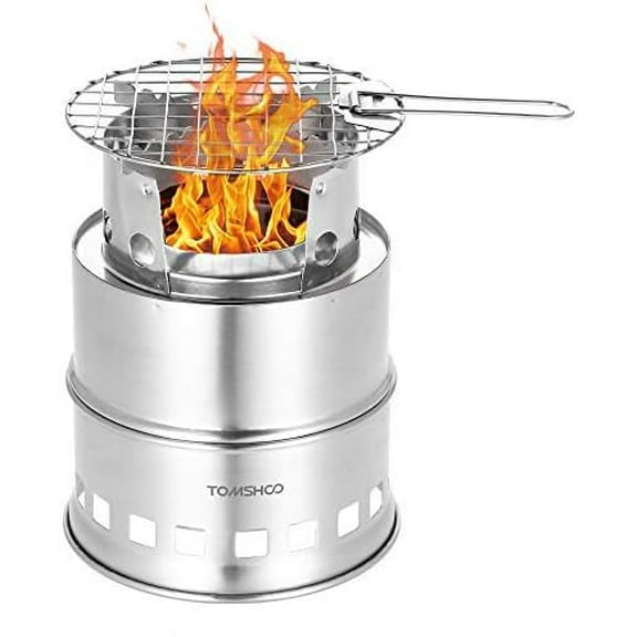 Wakeman Outdoors Stainless Steel Wood Burning Rocket Stove, Portable ...
