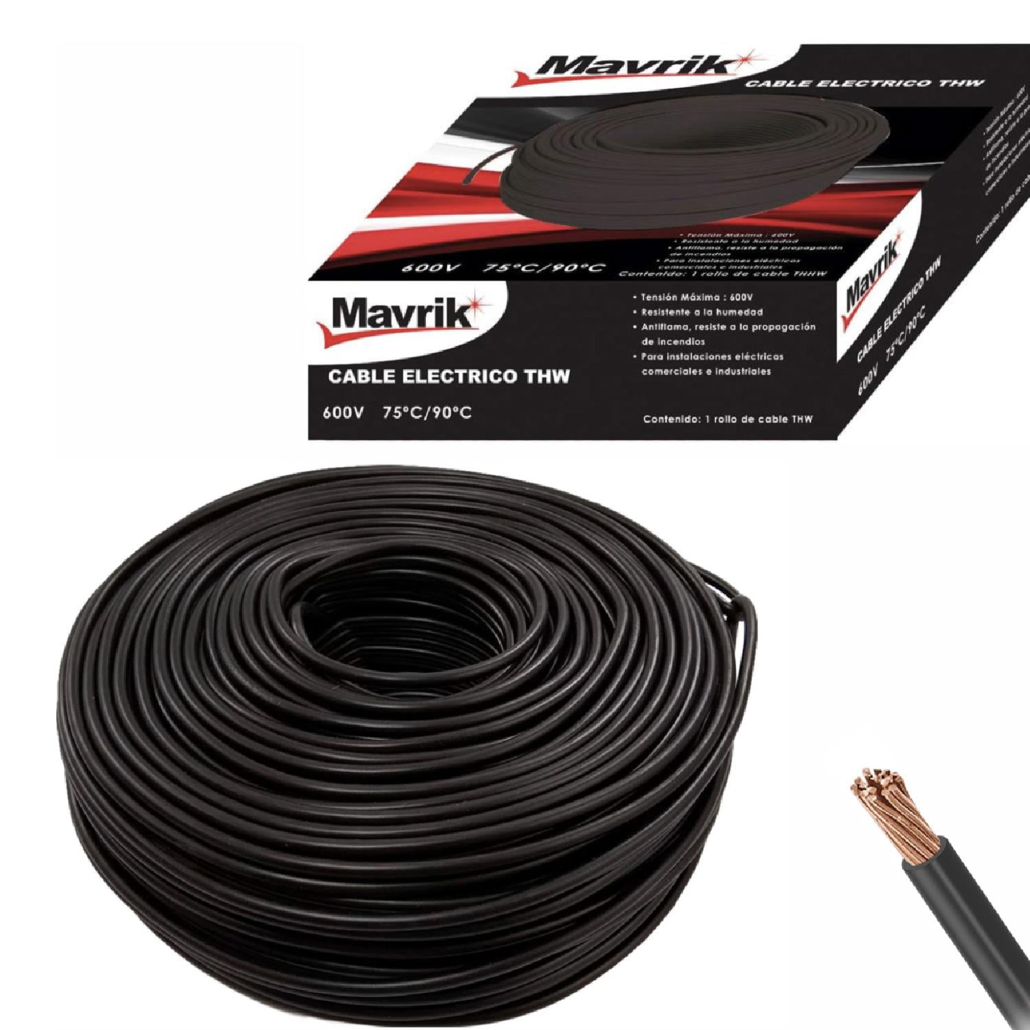 Cable Eléctrico De Cobre 100 Mts Tipo Thw Cal. 12 Negro Adir negro Adir ...