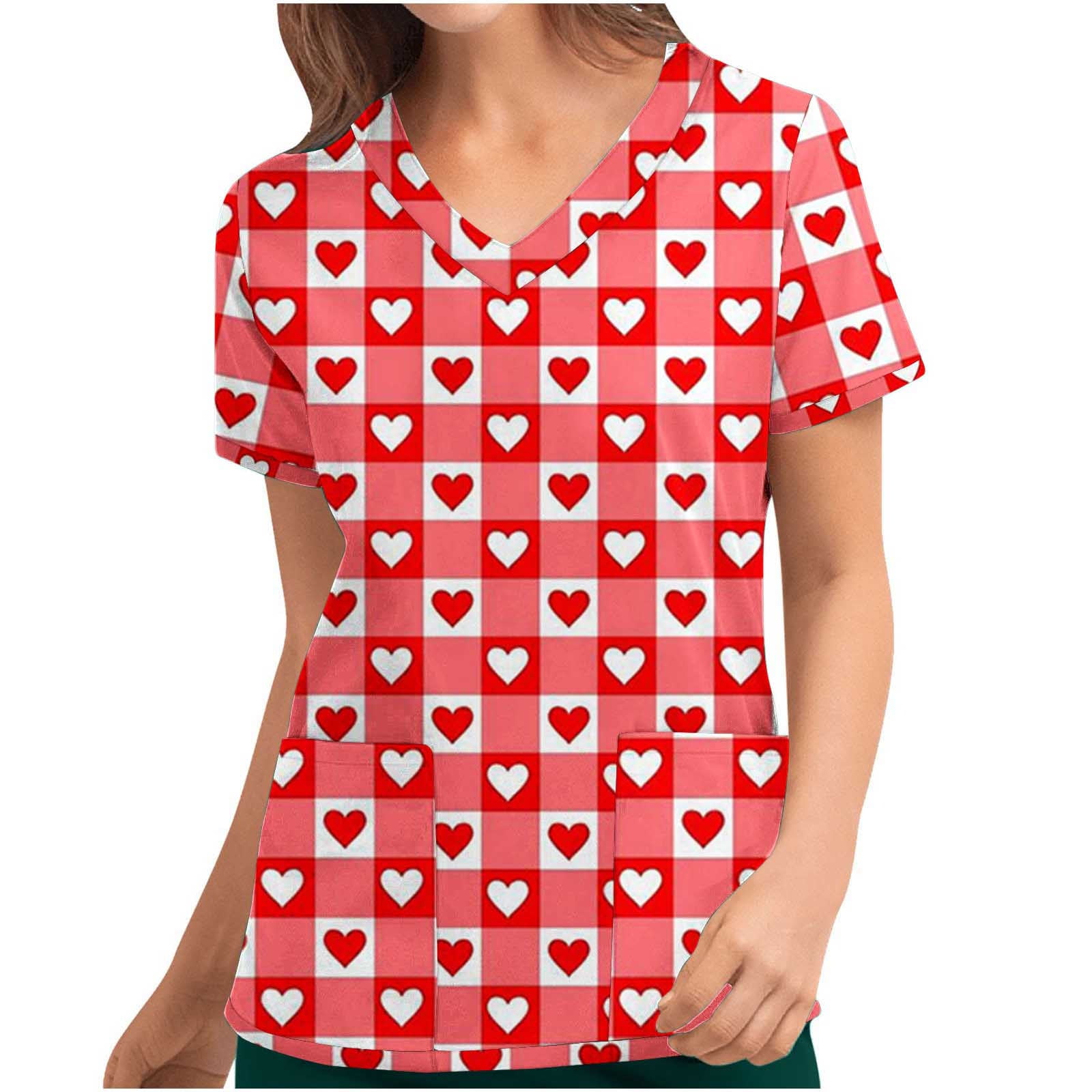Click here for Kayannuo Womens Love Heart Printed Short Sleeve V-... prices