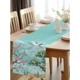 Burlap Table Runner 120 Inches Long, Japanese Cherry Blossoms Cranes ...