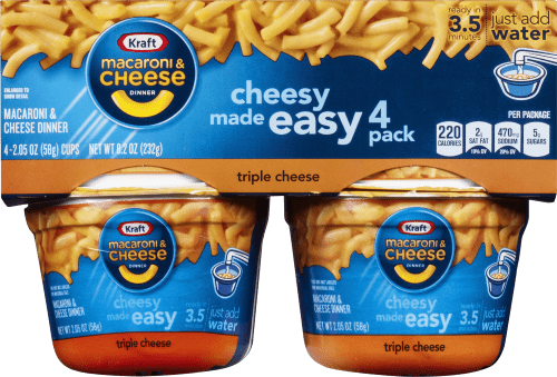 Kraft Macaroni & Cheese Dinner Triple Cheese (Pack of 4) - Walmart.com