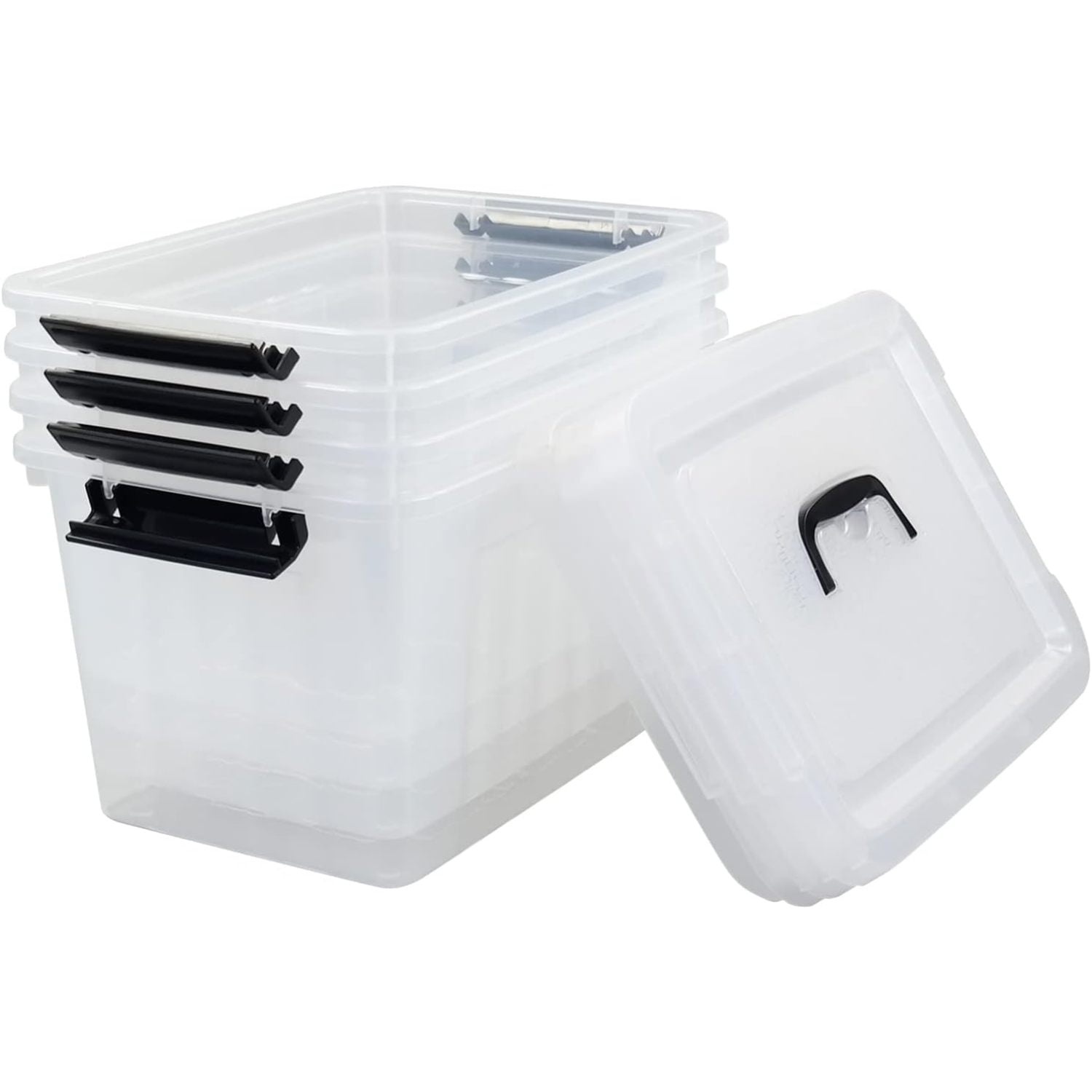 Bilot 20 L Clear Storage Boxes with Lids, Plastic Lidded Box Bins Set ...