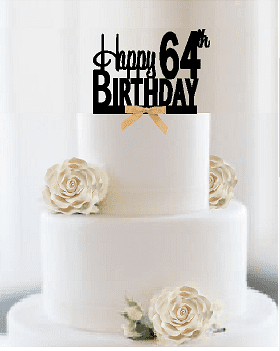 Item#064CTGR - Happy 64th Birthday Elegant Cake Decoration Topper with ...