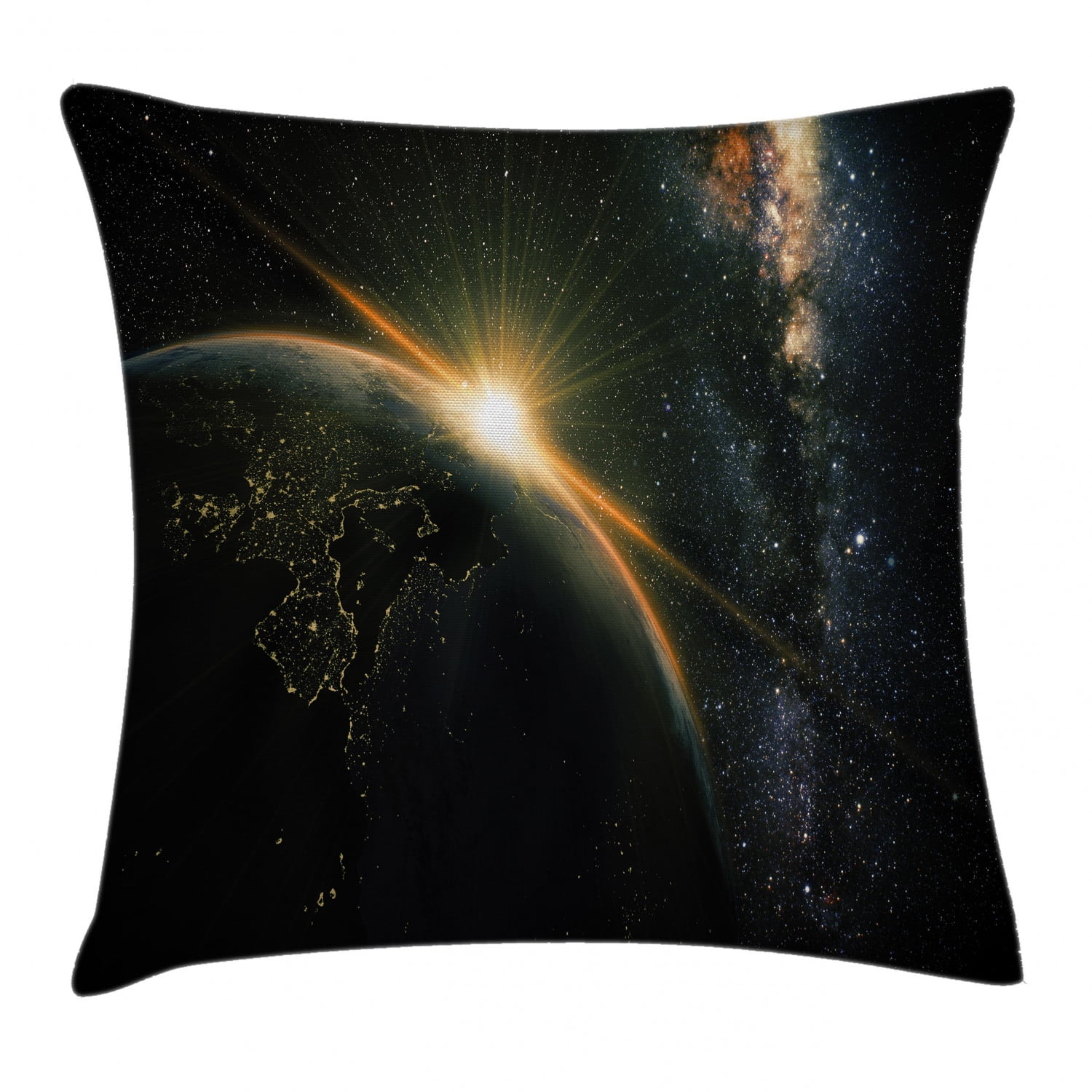 Galaxy Throw Pillow Cushion Cover, Sunrise View of the Planet Earth ...