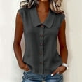 Erwazi Women's Button Down Shirt Tops Solid Peter Pan Collar Sleeveless ...