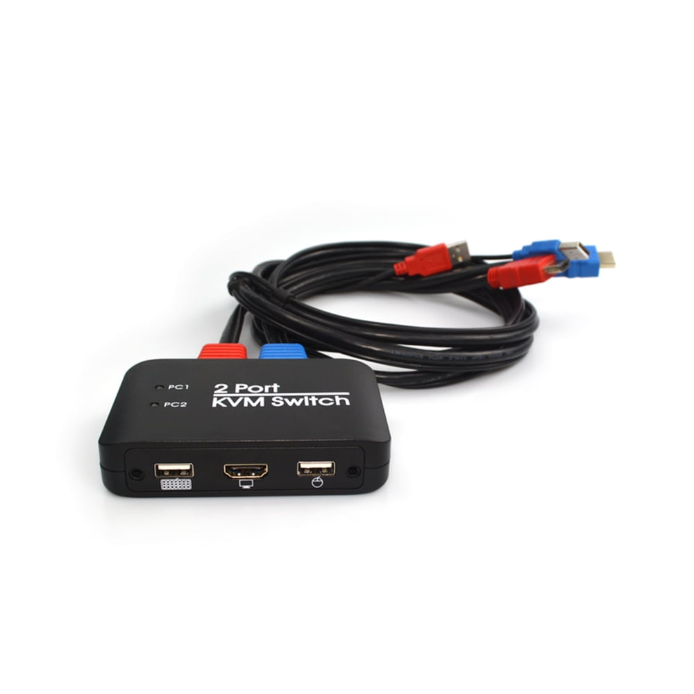 2 Port Usb Hd Kvm Switch Switcher With Cable For Dual Monitor Keyboard ...