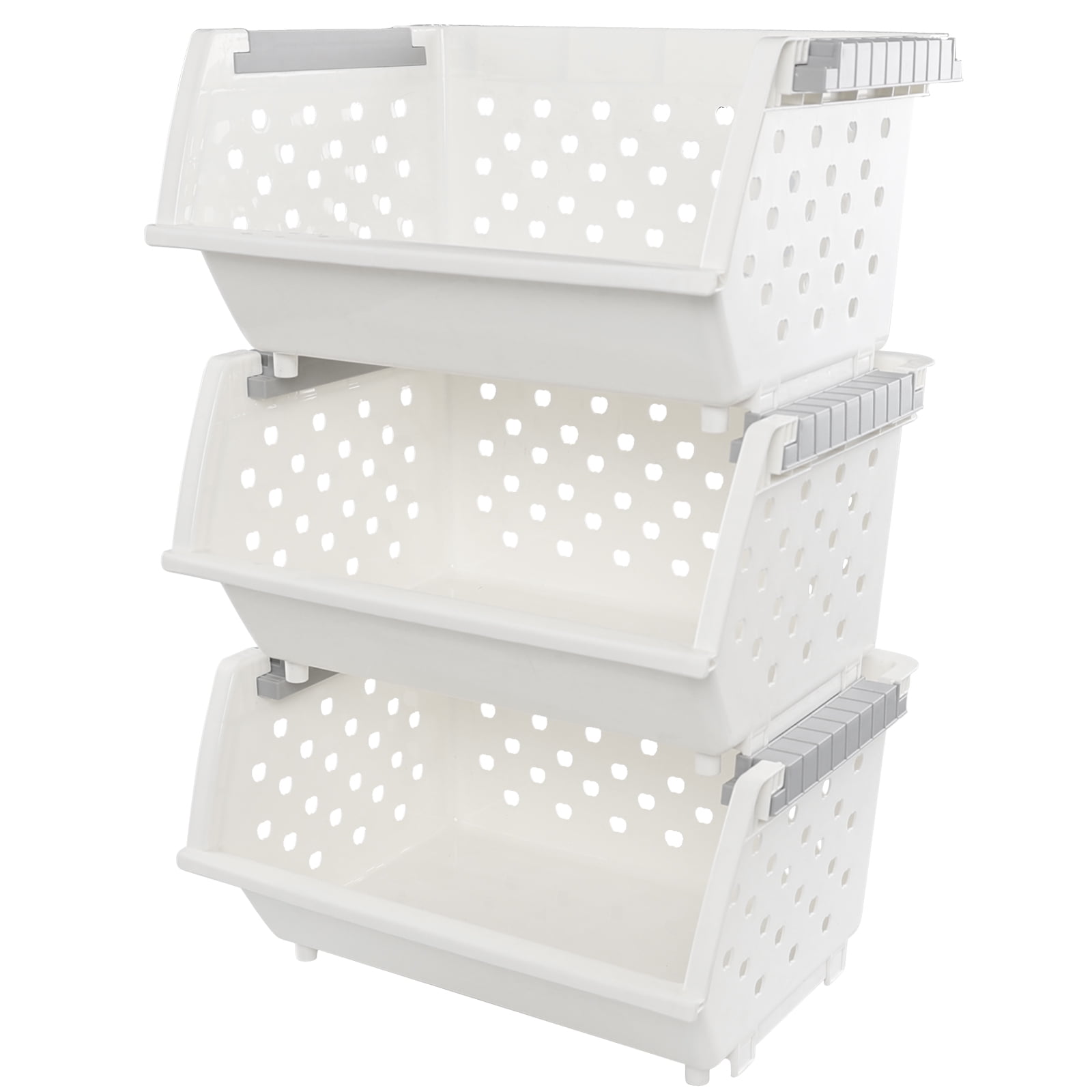 Doryh 3-tier Plastic Open Front Stacking Storage Basket/Bin, Large Size ...