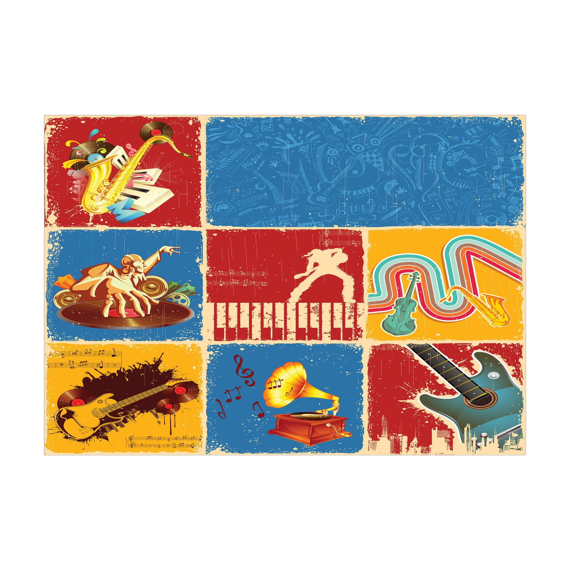 Ambesonne Music Jigsaw Puzzle, Music Jazz Grunge Boho, Heirloom-Quality ...