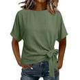 Hvyesh Womens Summer Tie Front Blouses 2026 Crew Neck Batwing Short ...