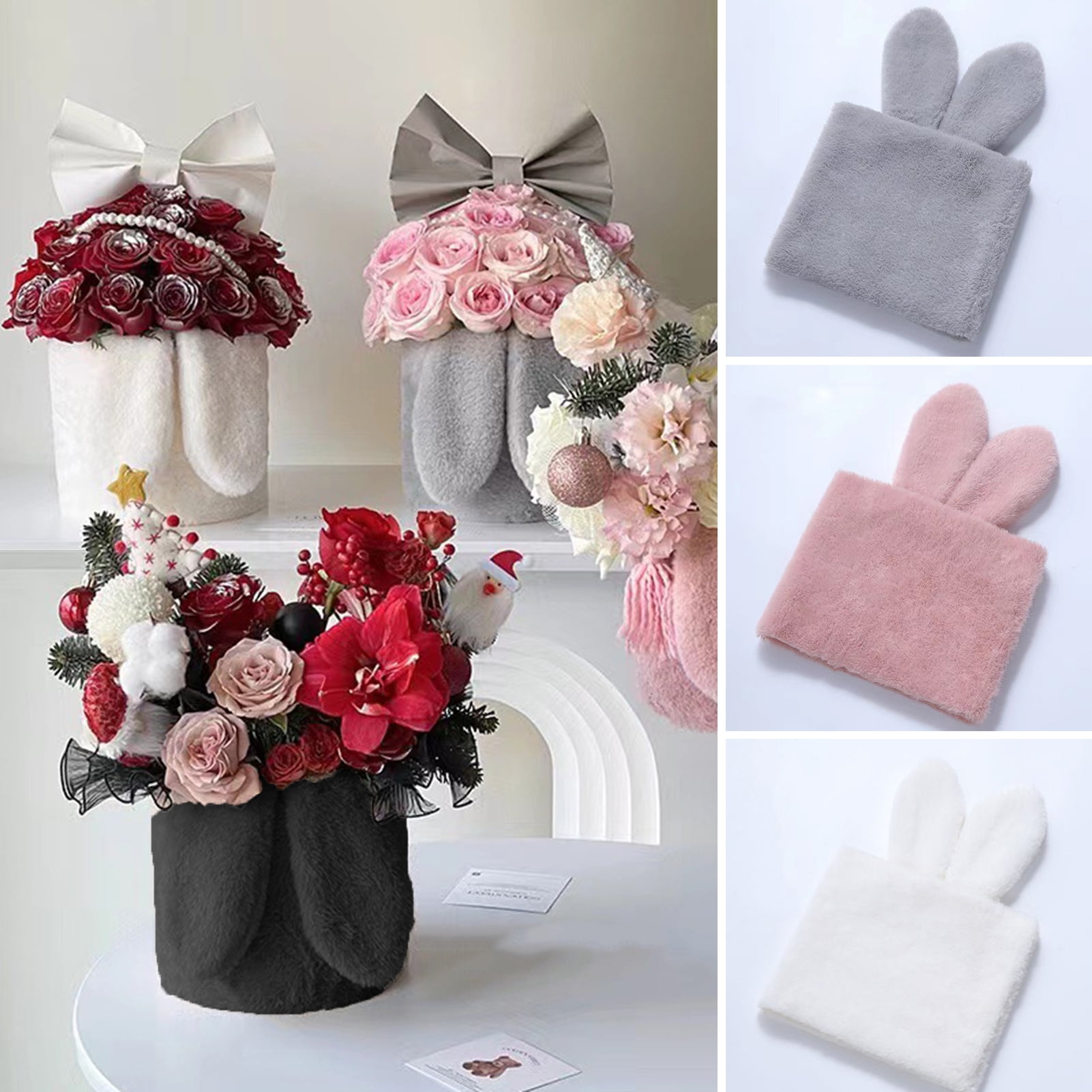 Hesroicy Rabbit Ear Bouquet Material Bag - Plush Surface, Tear ...