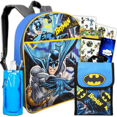 Batman Backpack with Lunch Box Set - Bundle with 16 Batman Backpack ...