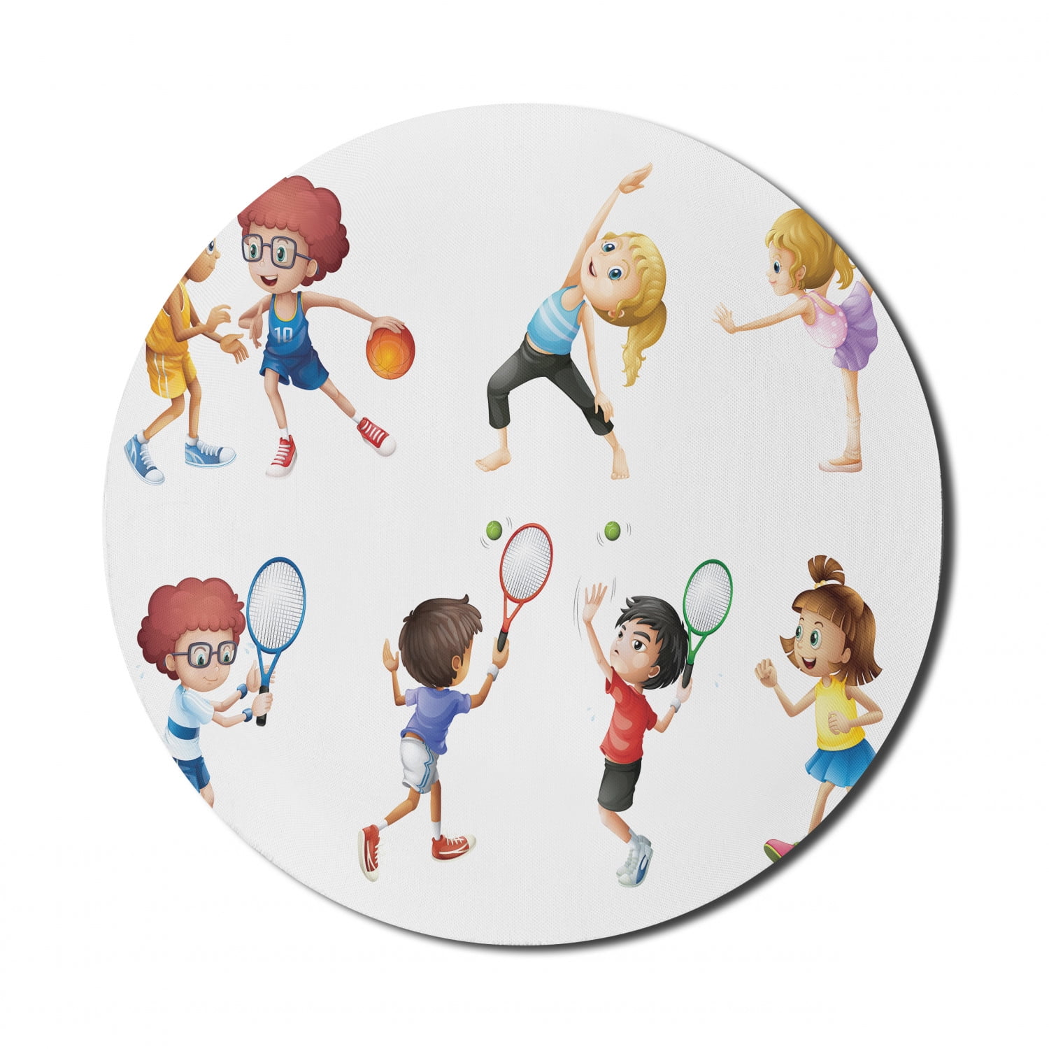 Sports Mouse Pad for Computers, Little Girl Stretching Basketball ...