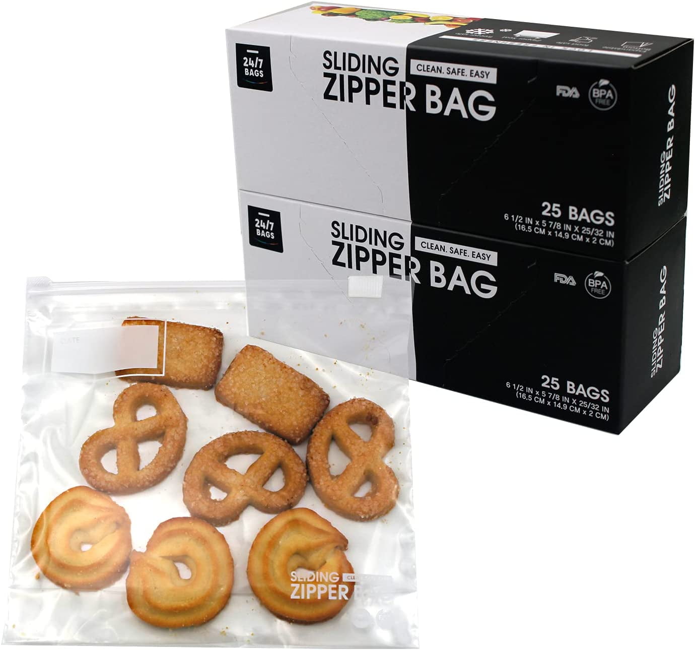 50 Slider Small Food Storage Bags, Snacks & Food, Expandable Bottom ...