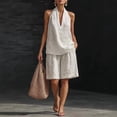 2026 Summer New Women's Linen Halter Top and Wide Leg Shorts Set ...