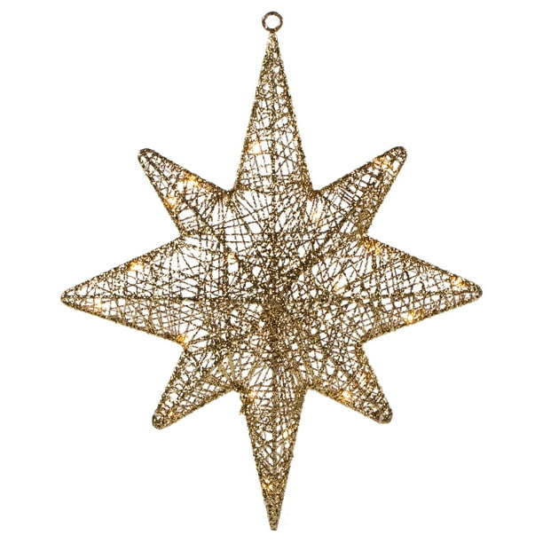 22" LED Lighted Gold Hanging Bethlehem Star Outdoor Christmas ...