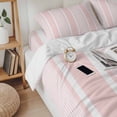 Blush Pink White Stripes Duvet Cover Set Full Size, Lines Modern ...
