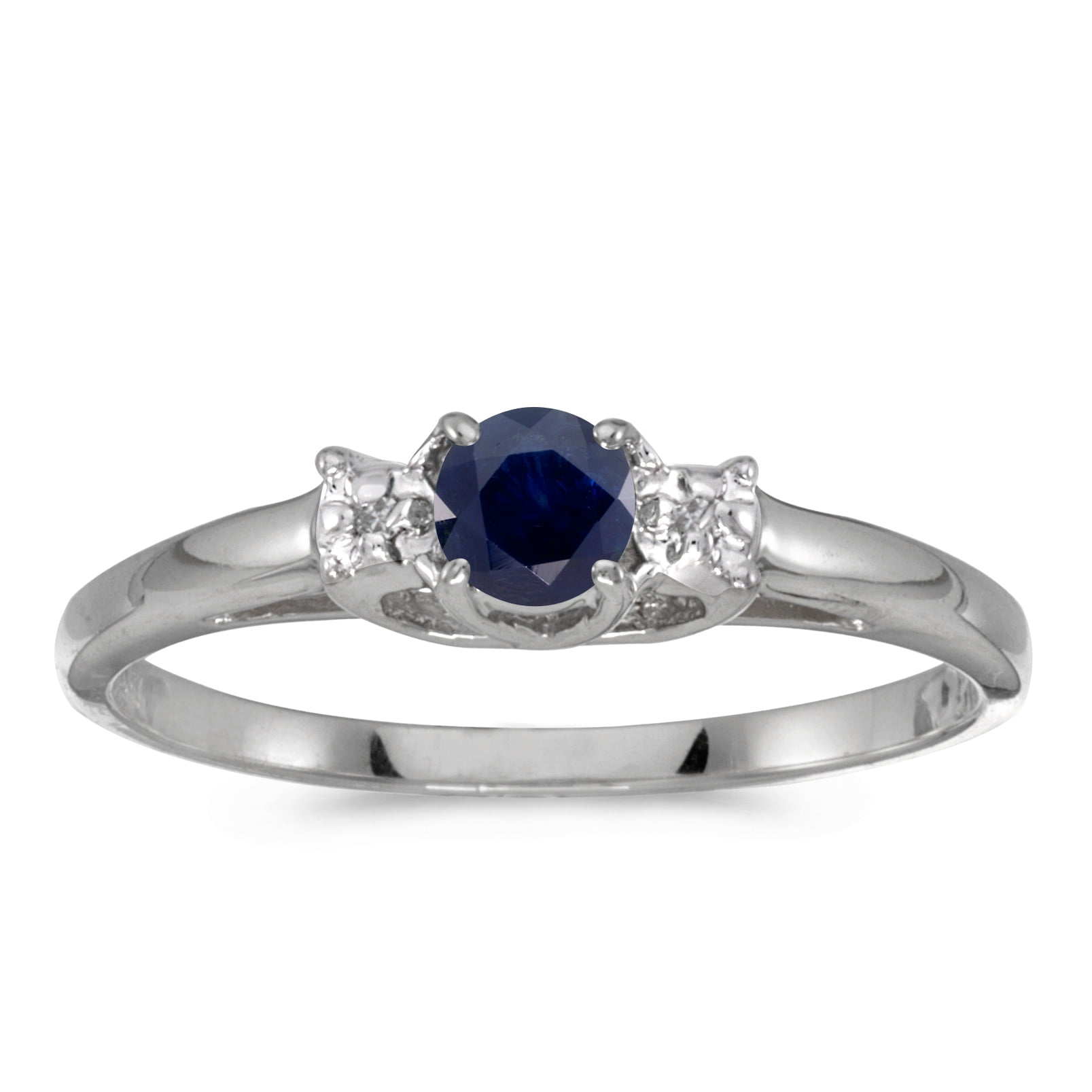 10k White Gold Round Sapphire And Diamond Ring - Walmart.com
