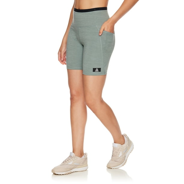 Reebok Womens Flex High Rise Compression Shorts With Pockets 7
