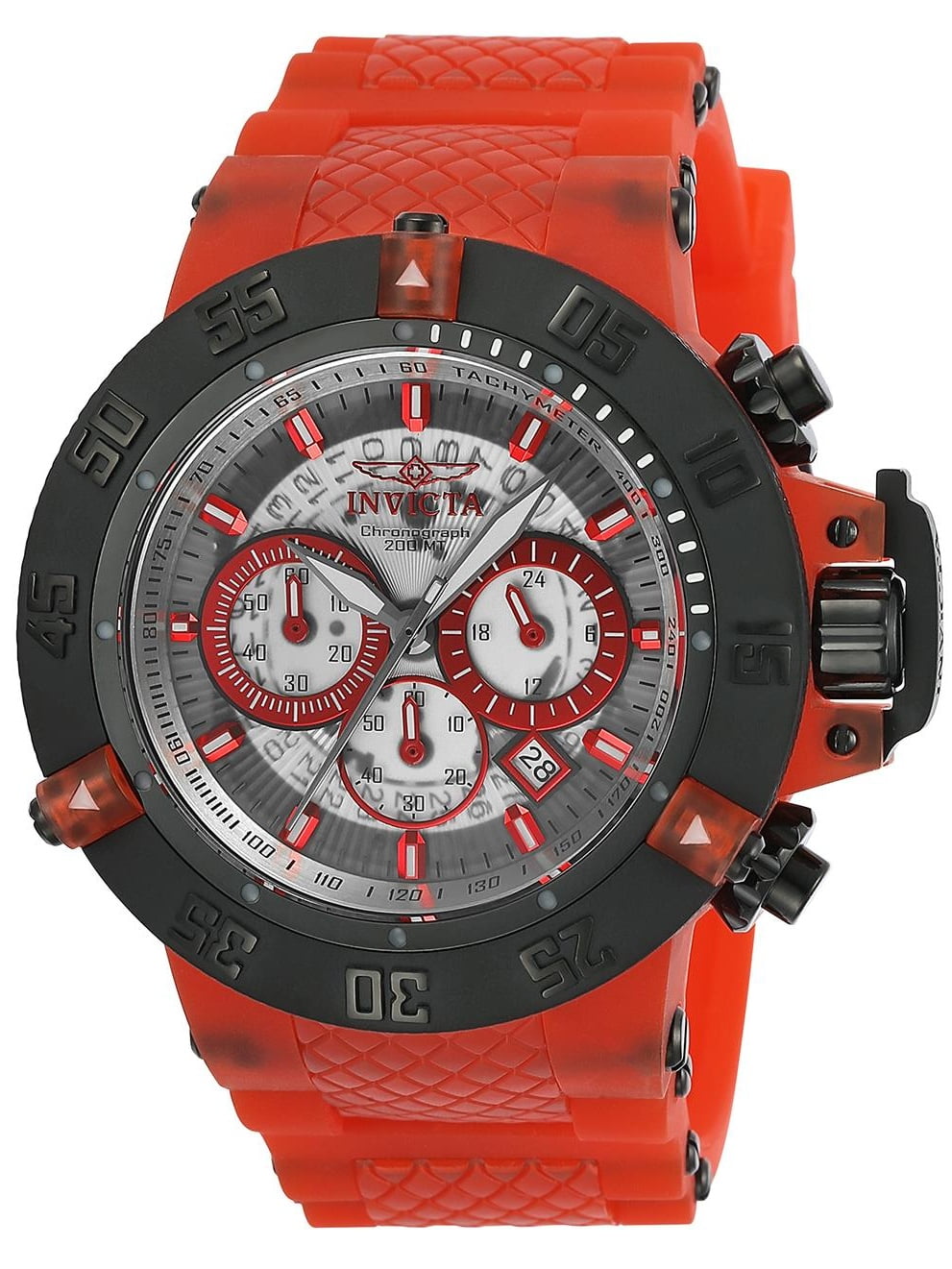 Invicta Men's Subaqua Red Silicone Band Steel Case Swiss Quartz White ...
