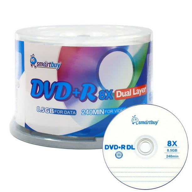 SmartBuy Logo 50 Pack DVD Plus R Dvd+r Dl 8.5gb 8x Double Layer Blank ...