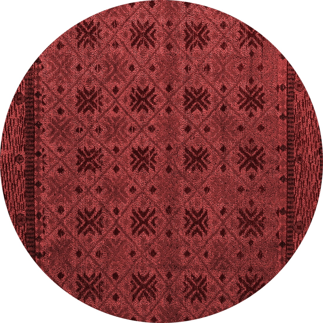 Ahgly Company Indoor Round Abstract Red Modern Area Rugs, 5' Round ...