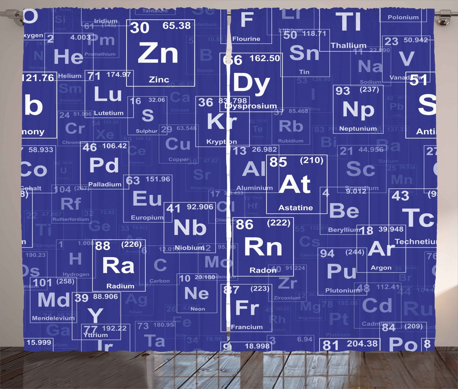 Periodic Table Curtains 2 Panels Set, Chemistry Elements in Abstract ...