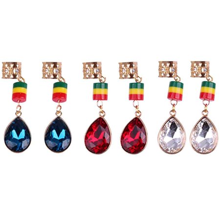 Rhinestones Dreadlock Hair Cuffs Gold Box Braid Clip Crystals African ...