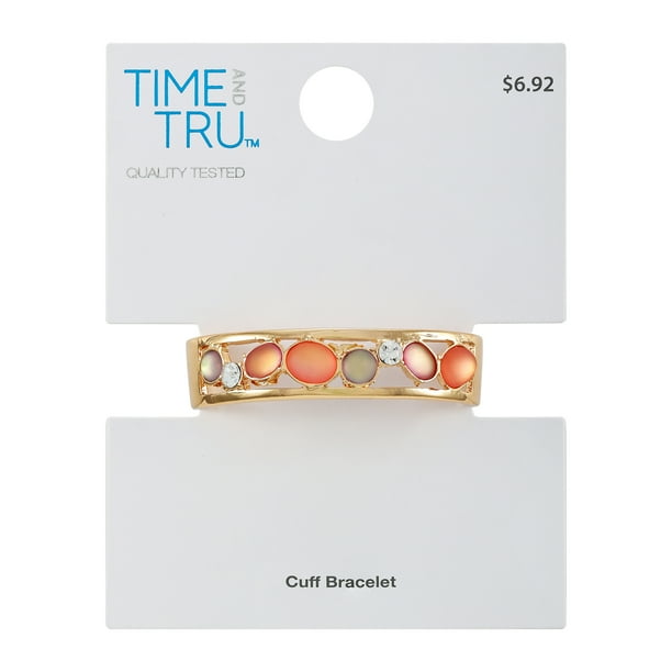 Time and Tru Women's Imitation Gold Fashion Cuff Bracelet with Crystals ...