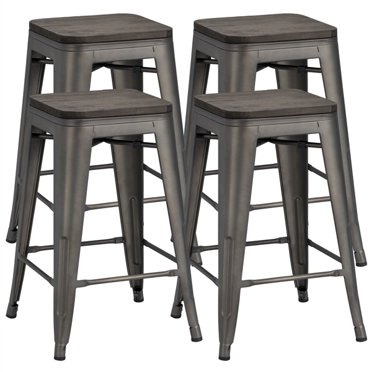 Alden Design Industrial Metal 30" Stackable Backless Bar Height Stools ...