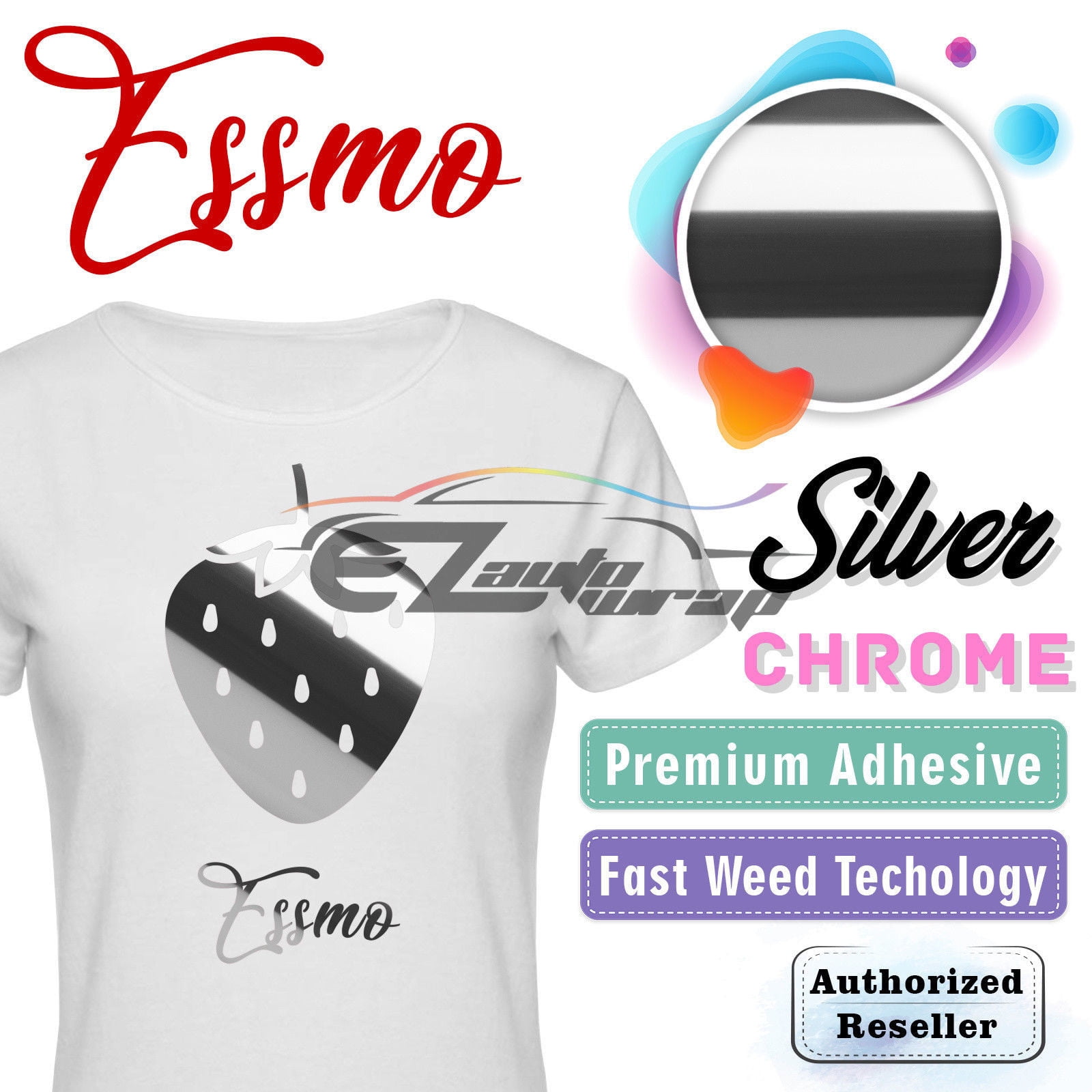 ESSMO Silver Chrome Heat Transfer Vinyl HTV Sheet T-Shirt 20" Wide Iron ...