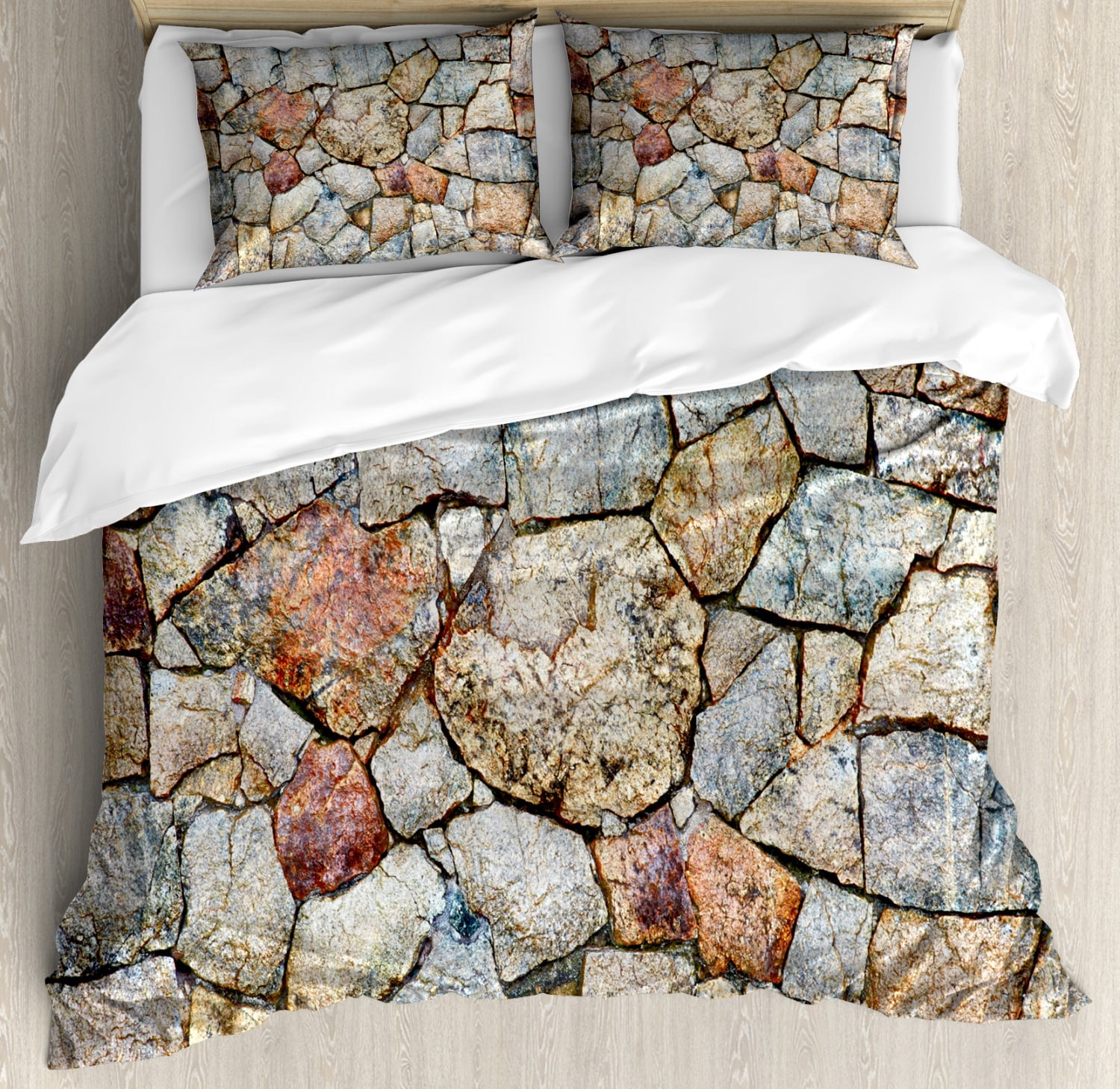 Cobblestone Queen Size Duvet Cover Set, Realistic Illustration of ...