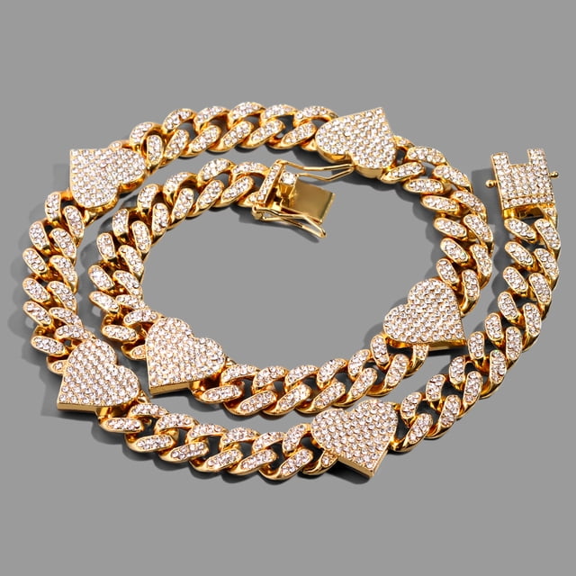 Hop Iced Out Bling Miami Cuban Link Chain Necklace Jewelry - Walmart.com