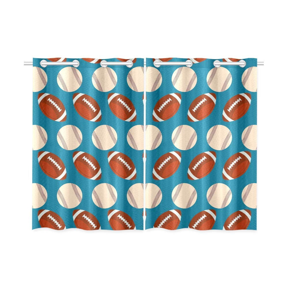 MKHERT Baseball Rugby Football Window Curtains Kitchen Curtain Room ...
